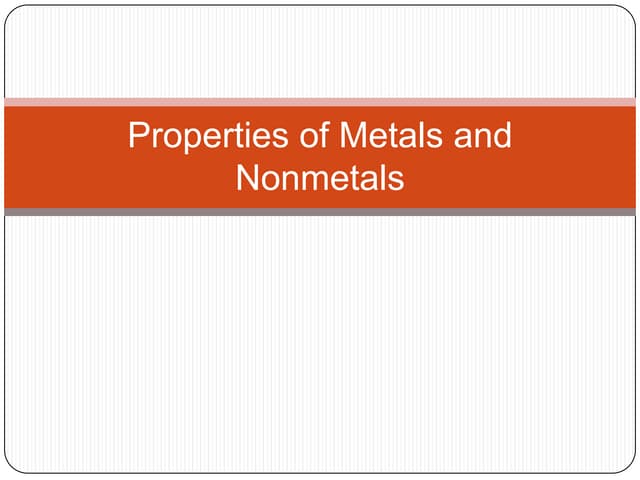 Metals, non metals, and metalloids | PDF