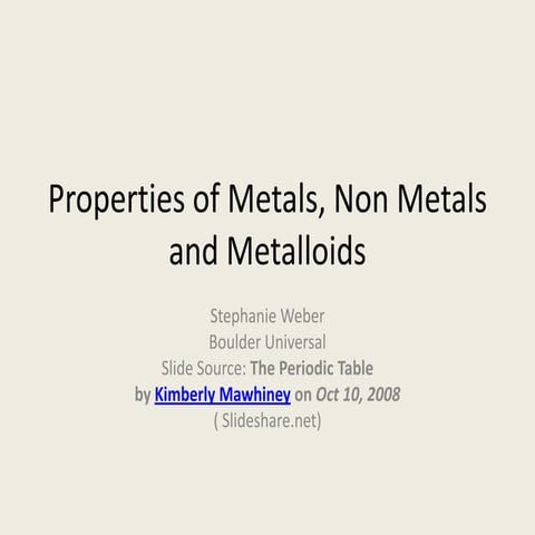 Properties of metals, non metals and metalloids | PPTX