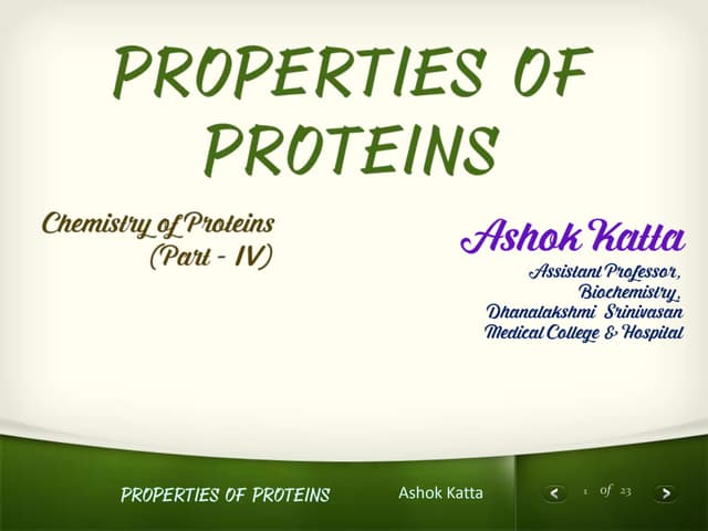 Physico-chemcial Properties of proteins | PDF