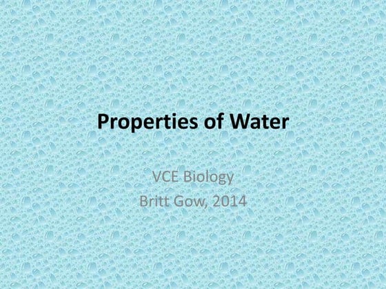 Physicochemical properties of water | PPTX | Chemistry | Science
