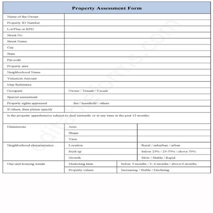 Property Assessment Fillable PDF Template | PDF