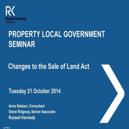 Changes to the Sale of Land Act - Local Government Property - October ...