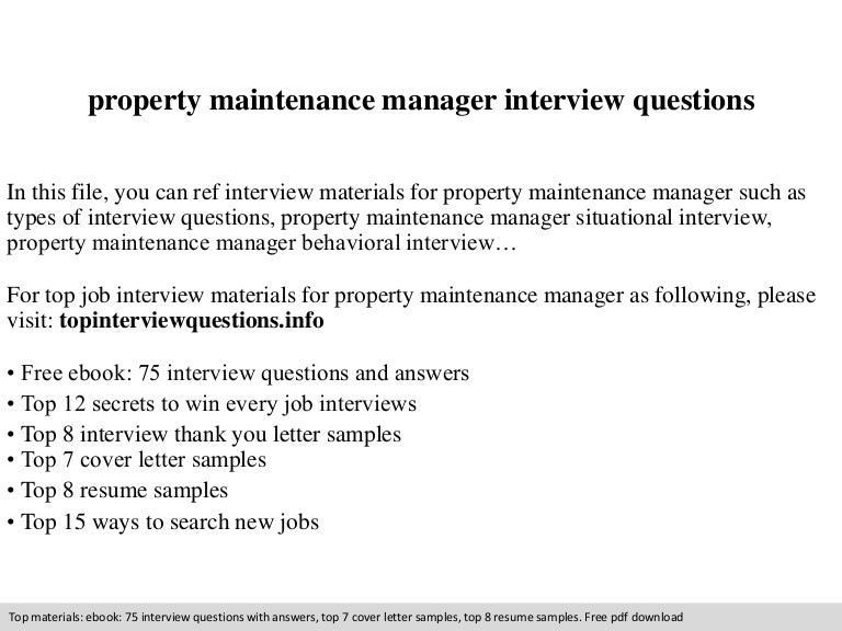 Property Maintenance Manager Interview Questions property-maintenance-manager-interview-questions