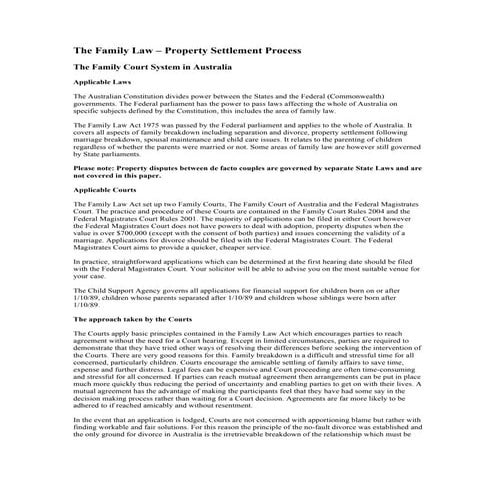 Family Law Property settlement process | PDF