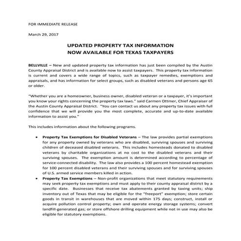 Property Tax Information - Austin | PDF