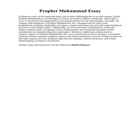 Prophet Muhammad Essay. Essay on Prophet Muhammad SAW in Urdu Hazrat Muhammad SAW par ... | PDF