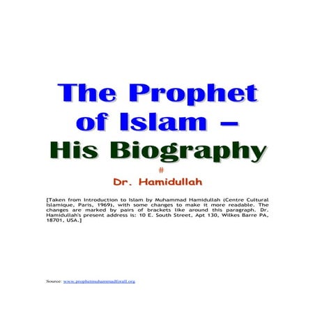 Prophet of Islam Biography by Hamidullah | PDF