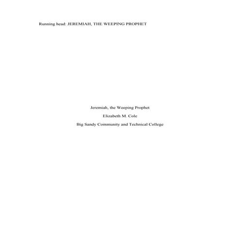 Jeremiah the Weeping Prophet | PDF