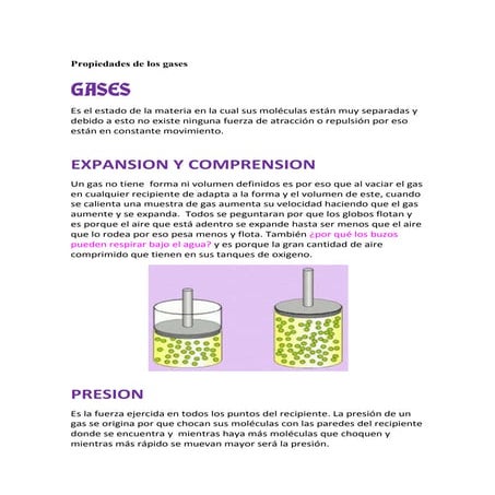 Hoja De Trabajo Sobre Las Propiedades De Los Gases