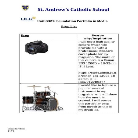 Prop list template | PDF