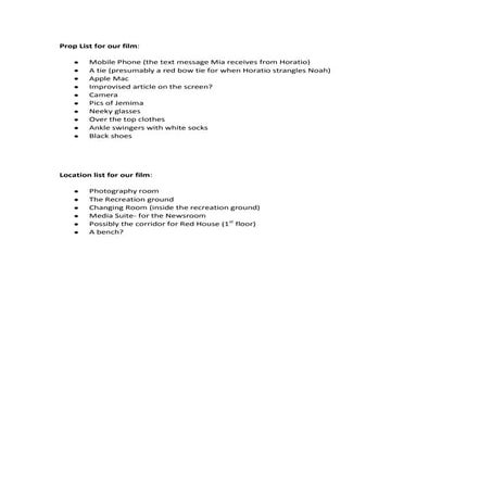 Prop List And Location Lists | DOCX