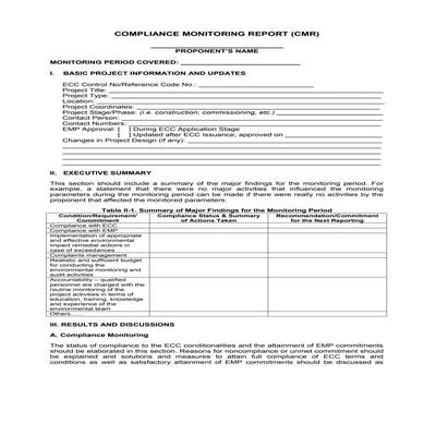 DENR Self monitoring report (SMR) Quarterly Report Form | DOC