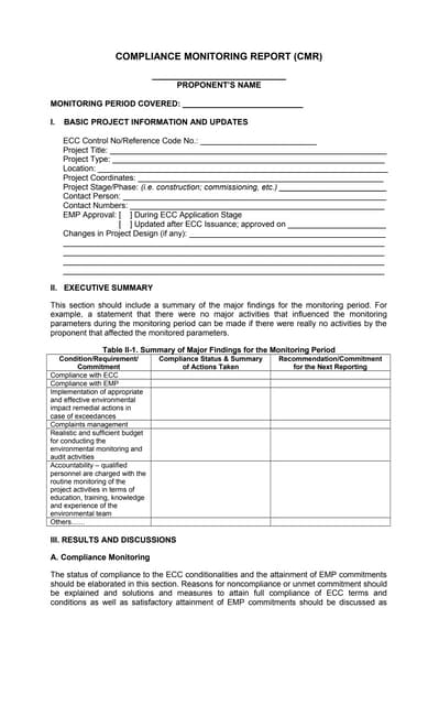 DENR Self monitoring report (SMR) Quarterly Report Form | DOC