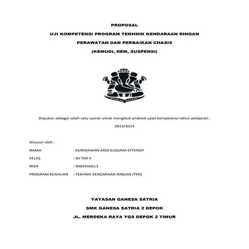 Proposal tekhnik kendaraan ringan (TKR) | DOCX