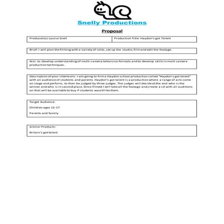 Proposal | DOCX | Video Production | Content Production