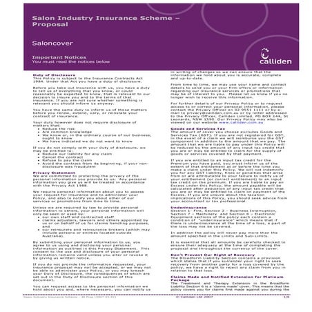 SalonCover Insurance, Proposal | PDF