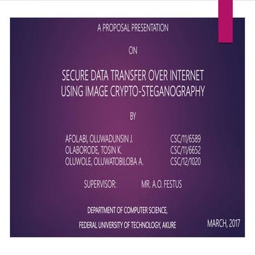 Secure Data Transfer Over Internet Using Image Crypto-Steganography | PPT | Free Download