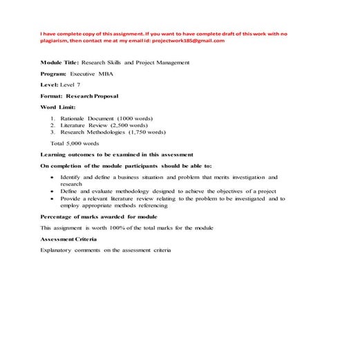 Masters Research Proposal in Environment Sciences | DOCX