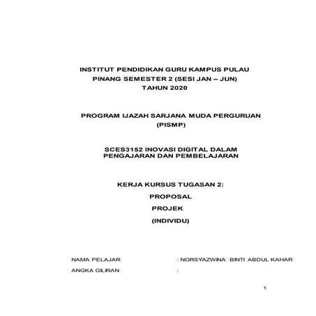 SCES3152 Contoh Proposal Projek Inovasi Digital | DOCX