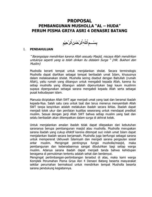 Contoh proposal pembangunan masjid | DOCX