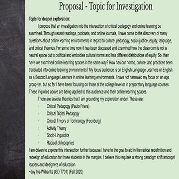 Proposal topic for investigation | PPT
