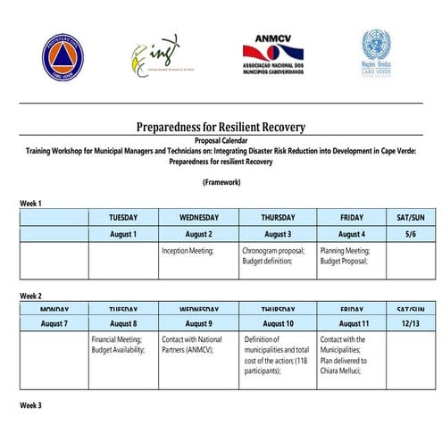 Proposal 3 development_calendar_drr_mainstreaming | PPT