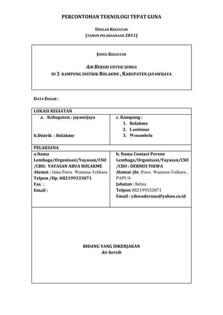 Contoh proposal air bersih | DOCX