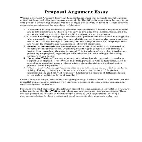 Proposal Argument Essay | PDF | Homework and Study | Education