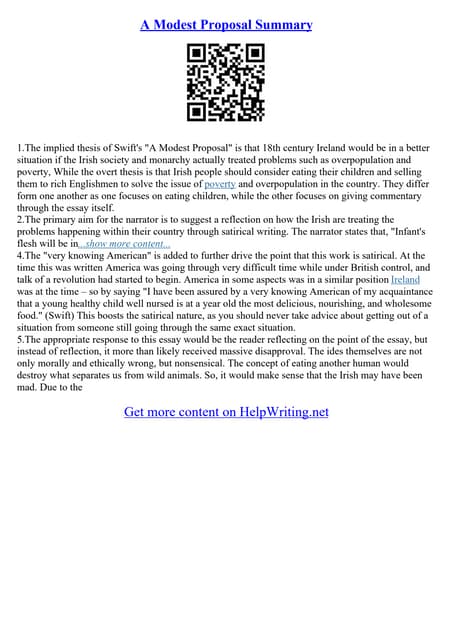 Ethos In A Modest Proposal | PDF | Healthcare Industry | Industries