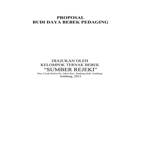Proposal bebek pedaging | DOC