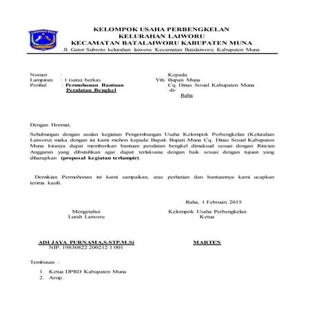 Proposal bengkel laiworu | DOCX