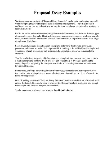 Proposal Essay Sample. Alfred University | PDF