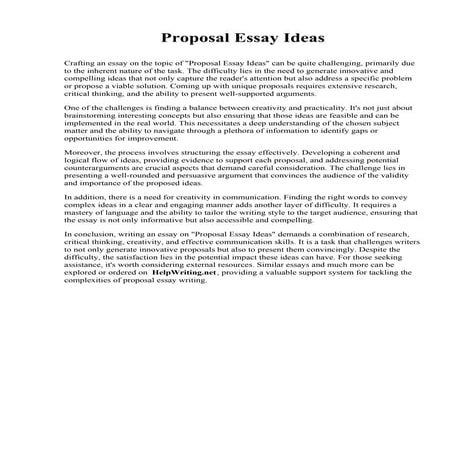 Essay Proposal Examples | PDF