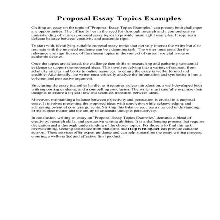 Proposal Essay Topics Examples.pdf | Participant Sports | Fitness and ...