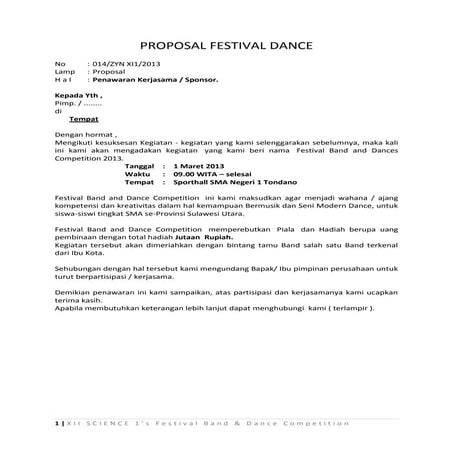 Proposal festival dance | DOCX