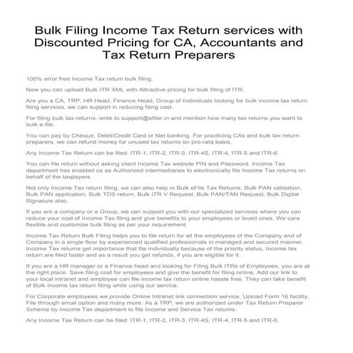 Proposal for bulk Income Tax efiling | PDF
