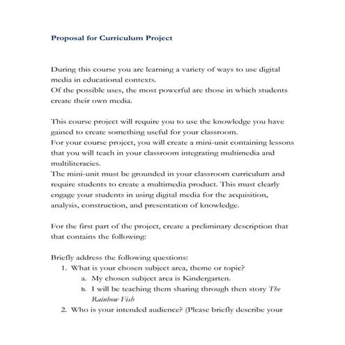 Proposal for curriculum project | DOC