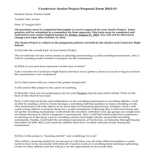 Project Proposal Form | PDF