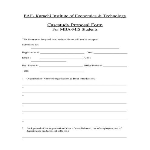 Proposal form mba mis (casestudy) | DOC