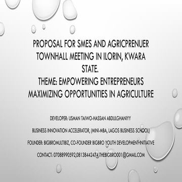 Proposal for SMEs and AgricprenuER Townhall meeting.pptx