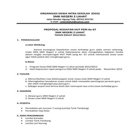 Contoh proposal osis | DOCX