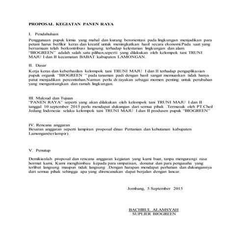 Proposal kegiatan panen raya | DOCX