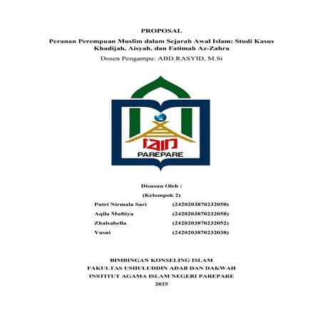 Proposal Kelompok 2.docx membahas penelitian tentang peranan perempuan ...