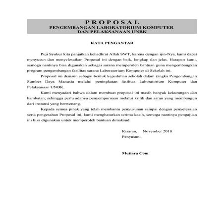 Proposal Laboratorium Komputer dan UNBK | DOC