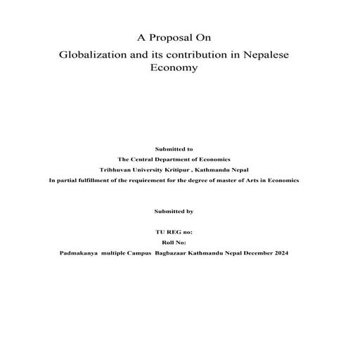 proposal on globalization and its contribution to nepalese economy | PDF