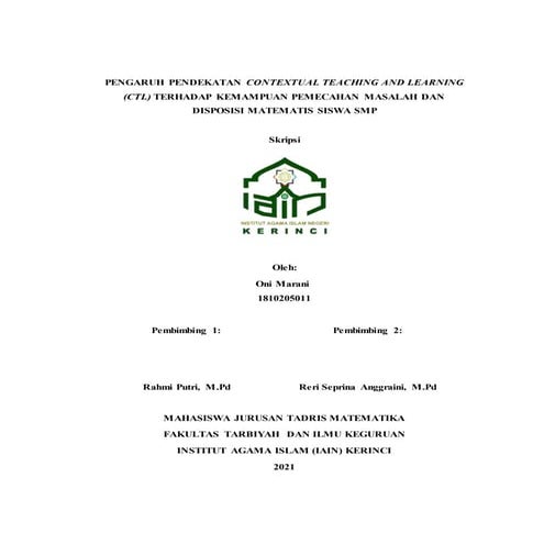 PROPOSAL_PENGARUH PENDEKATAN CONTEXTUAL TEACHING AND LEARNING (CTL) TERHADAP KEMAMPUAN PEMECAHAN ...