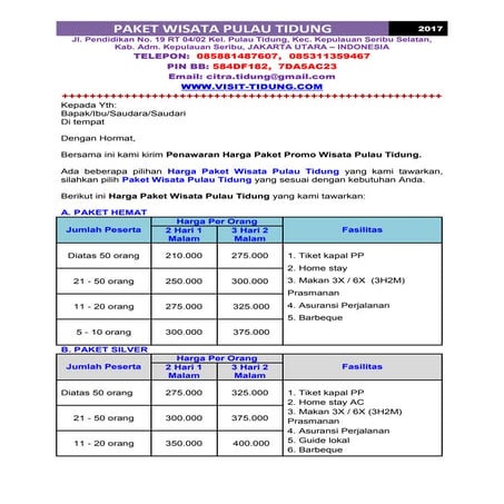 PROPOSAL OUTBOUND PERUSAHAAN | PDF