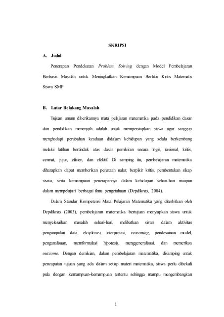Proposal skripsi pendekatan problem solving | PDF Proposal skripsi pendekatan problem solving | PDF