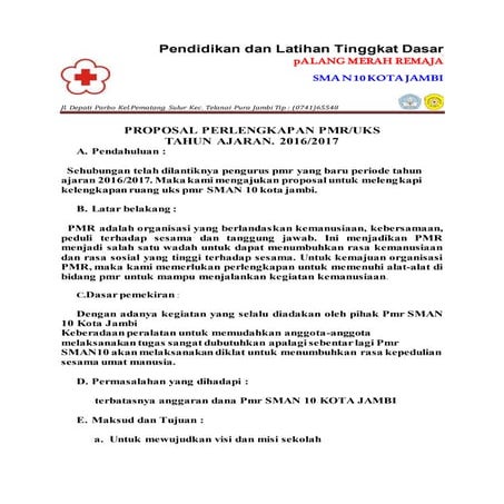 Contoh proposal kegiatan pmr | DOCX