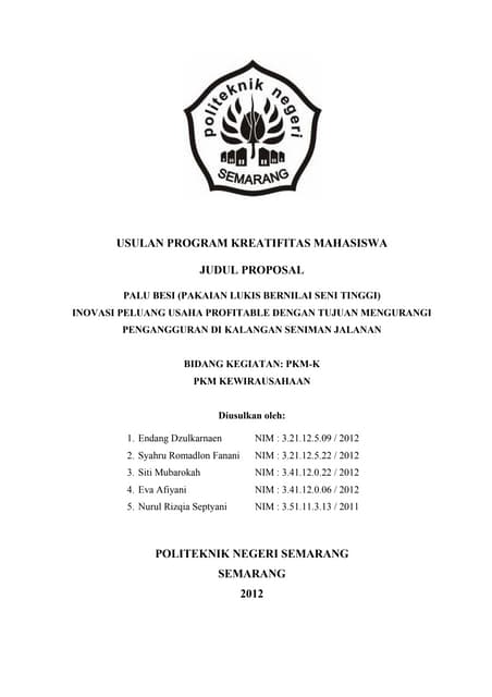 Contoh Proposal PKMK | PDF